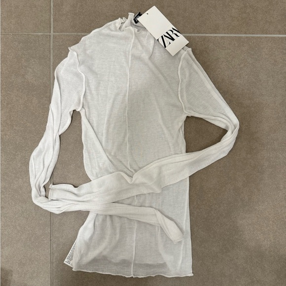 Zara | Tops | Nwt Zara Semi Sheer Top With Piping | Poshmark